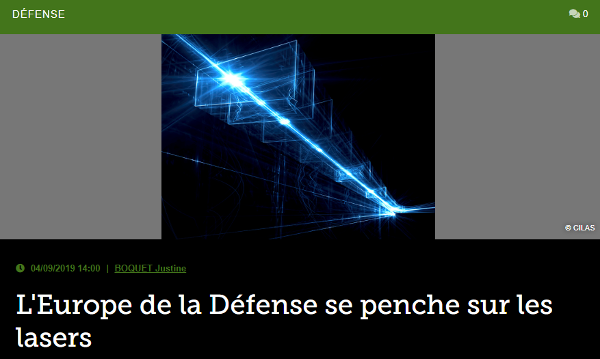 L'Europe de la Défense se penche sur les lasers - NAE L'Europe de la Défense se penche sur les lasers - NAE