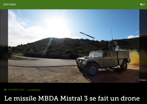 Le missile MBDA Mistral 3 se fait un drone - NAE