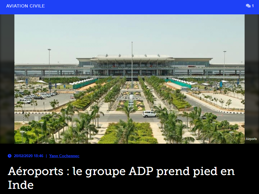 Aéroports : le groupe ADP prend pied en Inde - NAE