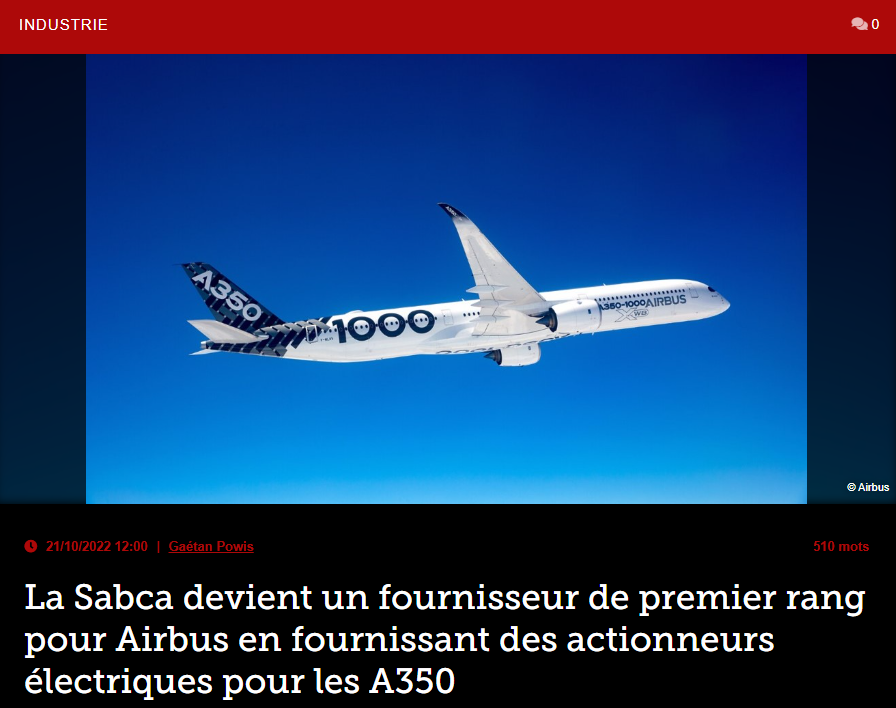 La Sabca devient un fournisseur de premier rang pour Airbus en ...